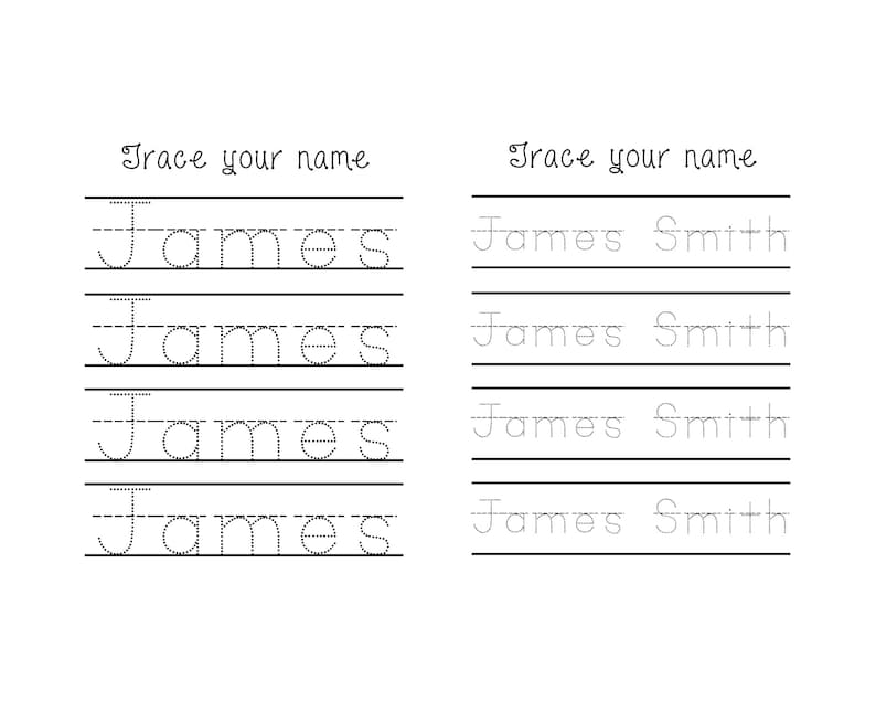 Name Trace Worksheet | First Name | Last Name | Digital File ...