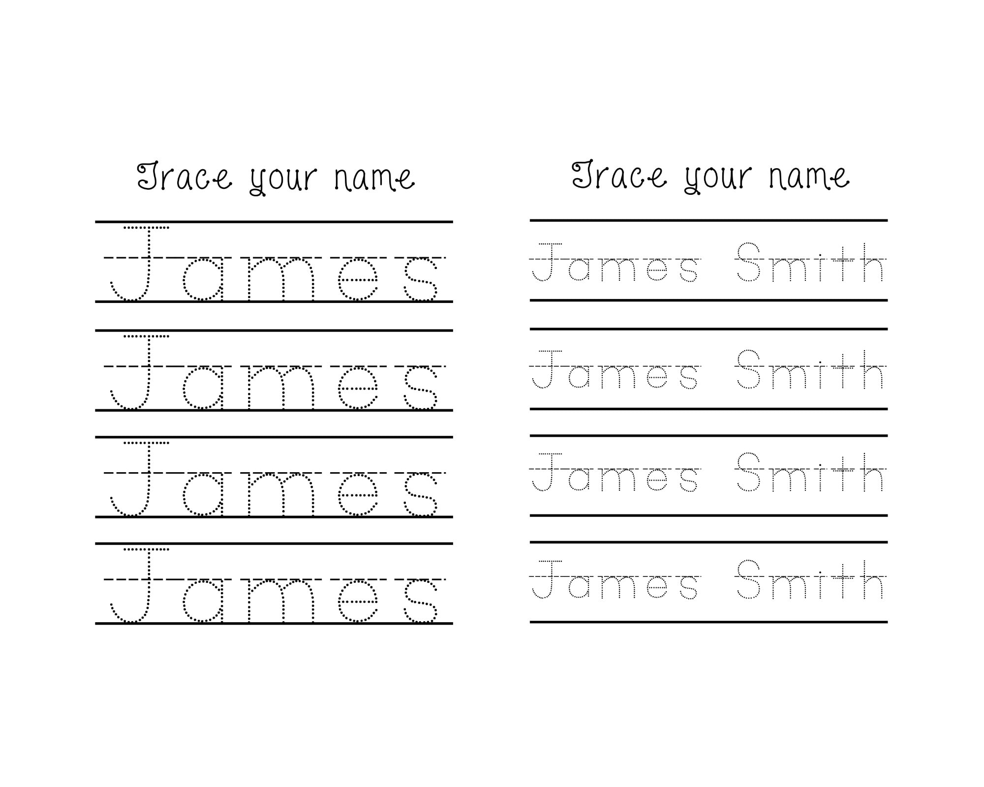 Name Trace Worksheet | First Name | Last Name | Digital File ...
