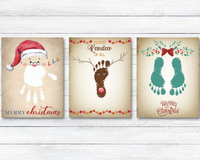 Christmas Handprint Art Bundle, DIY Kids Craft, Christmas Handprint ...