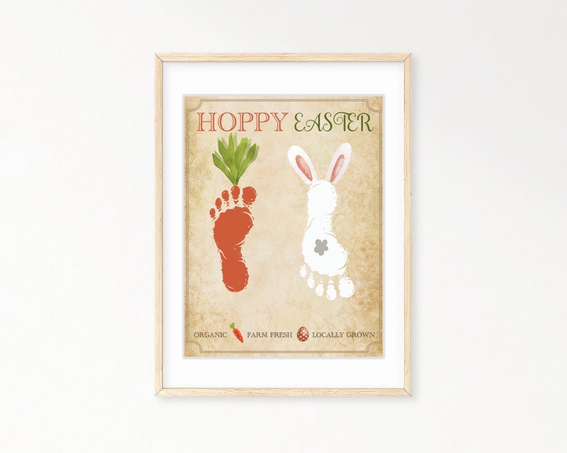 Hoppy Easter Footprints Printable Craft, Baby Toddler Kids Art Crafts ...