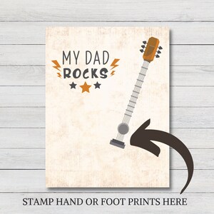 My Dad Rocks Guitar Handprint Art Craft, Gift for Dad, DIY Kids Craft ...