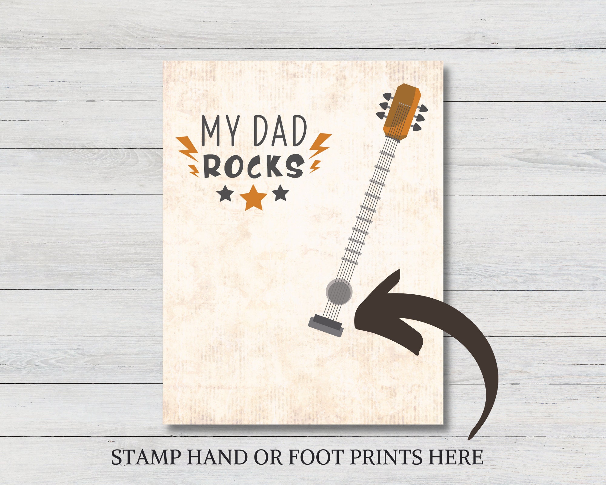 My Dad Rocks Guitar Handprint Art Craft Gift for Dad DIY - Etsy