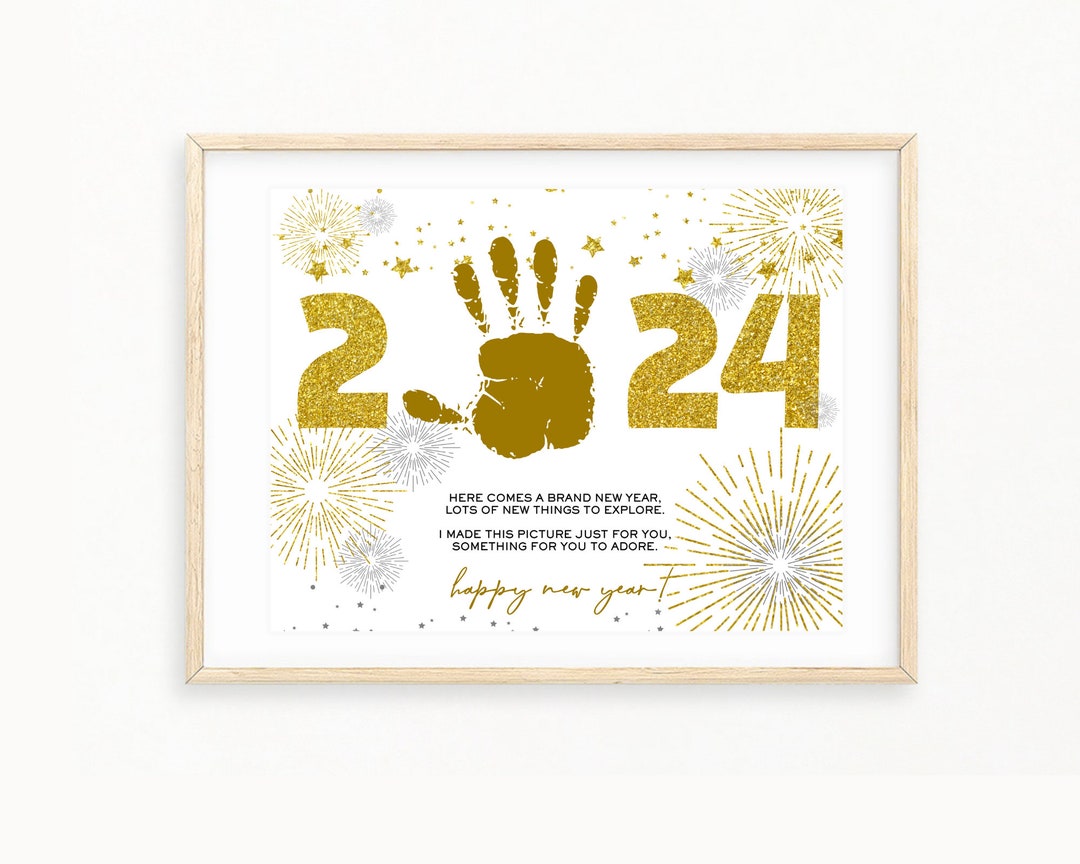 2024 New Year's Handprint Art Printable, 2024 New Year's Eve Fireworks ...
