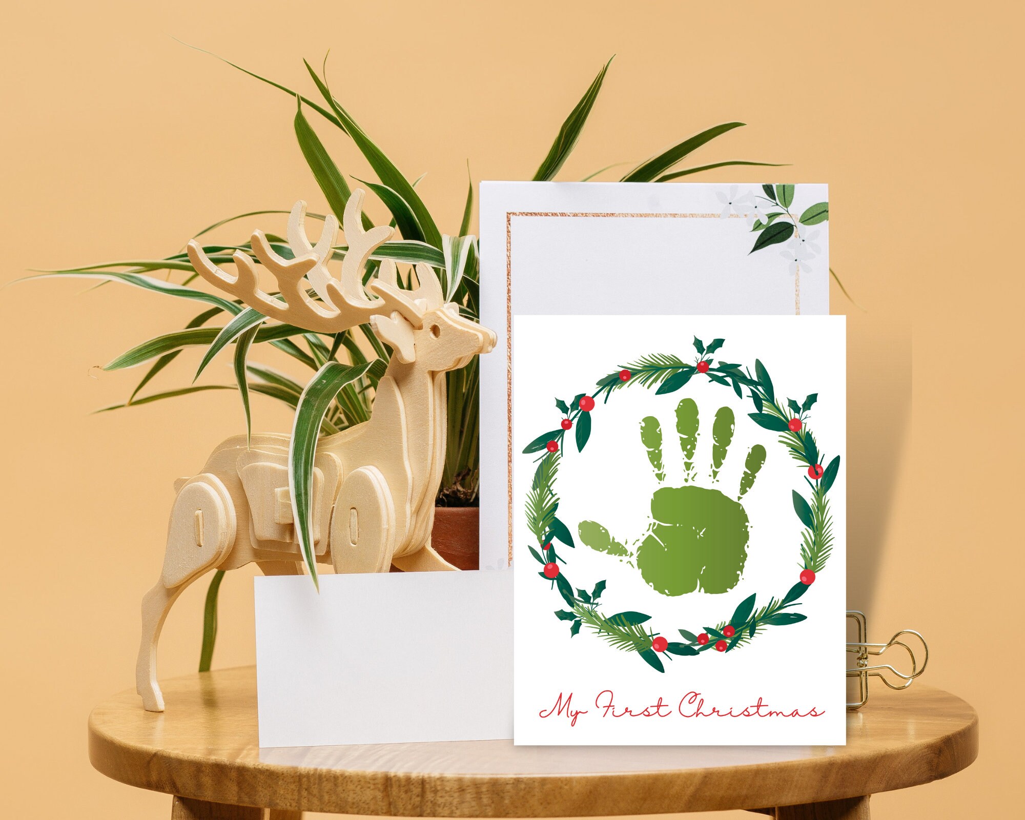 Christmas Wreath Handprint Footprint Craft Printable - Etsy