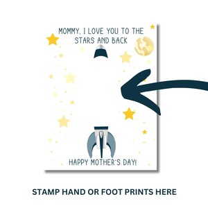 Gift for Mom, Handprint Art, DIY Kids Craft, Space Footprint Craft ...