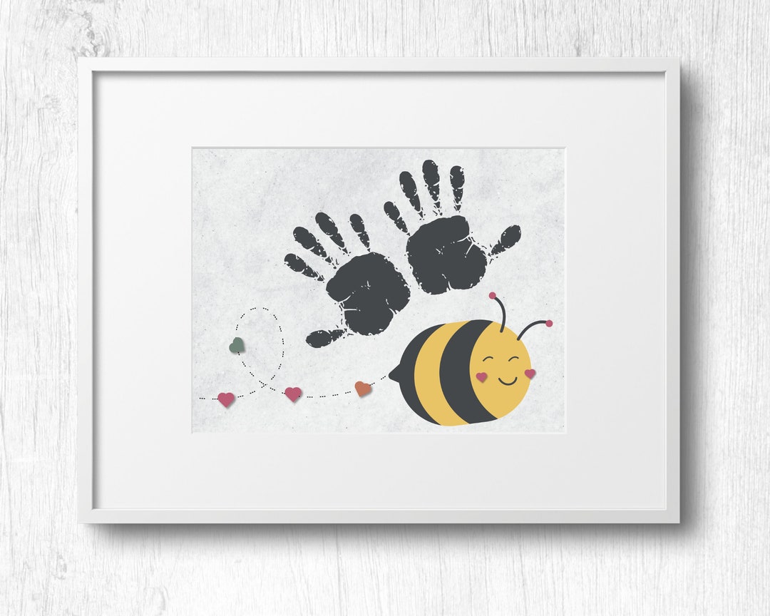 Bee Spring Hand Print Art Activity, DIY Handprint Printable, Toddler ...