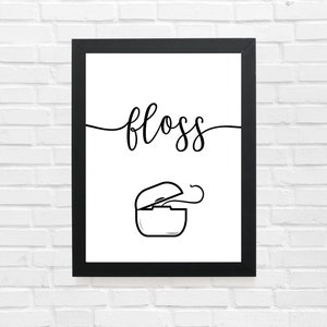 Wash Brush Floss Flush Bathroom Signs, Bathroom Decor, Bathroom Posters ...