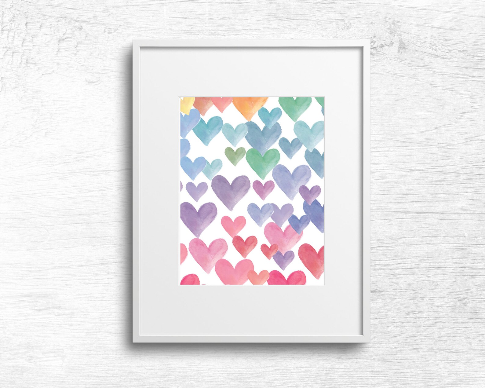 Set of 5 Water Color Rainbow Heart Art Print Bundle Rainbow - Etsy