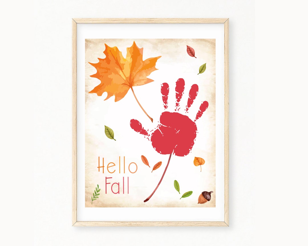 Hello Fall Handprint Art, Baby Toddler Kids Art Craft, DIY Fall Craft ...