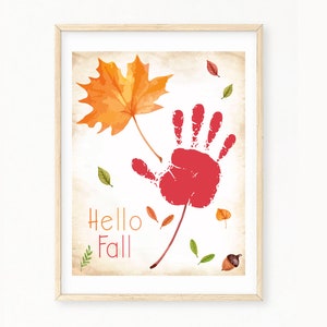 Hello Fall Handprint Art, Baby Toddler Kids Art Craft, DIY Fall Craft ...