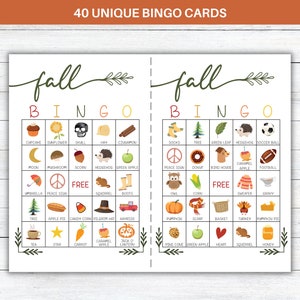 Family Fun Fall Bingo Printable, Seasonal Game for Kids and Adults ...