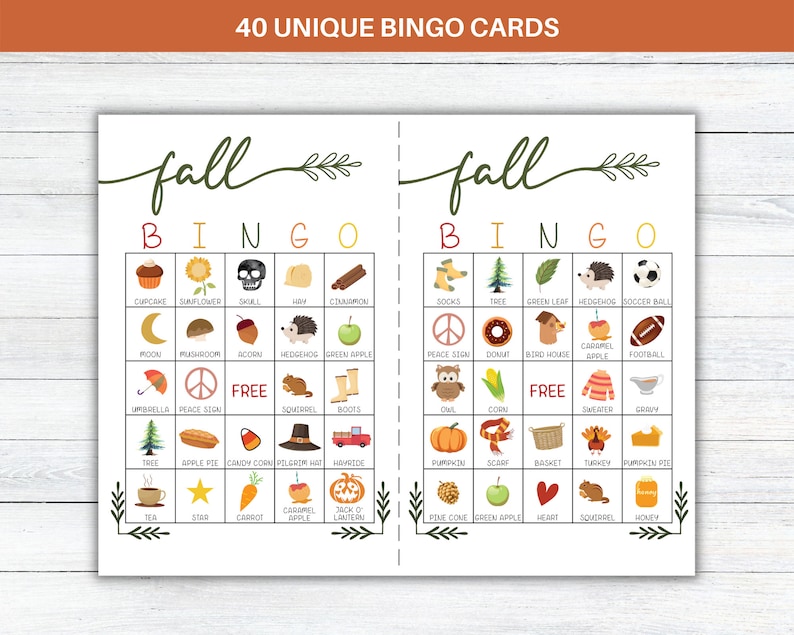 Family Fun Fall Bingo Printable Seasonal Game for Kids and - Etsy