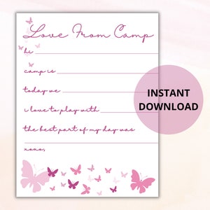 Letter From Camp | Butterfly Design | Fill in Blank Camp Letters ...
