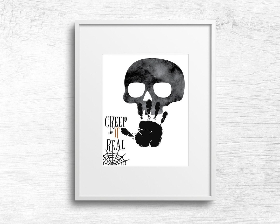 Creep It Real Skull Halloween Handprint Activity Craft, Halloween Decor ...