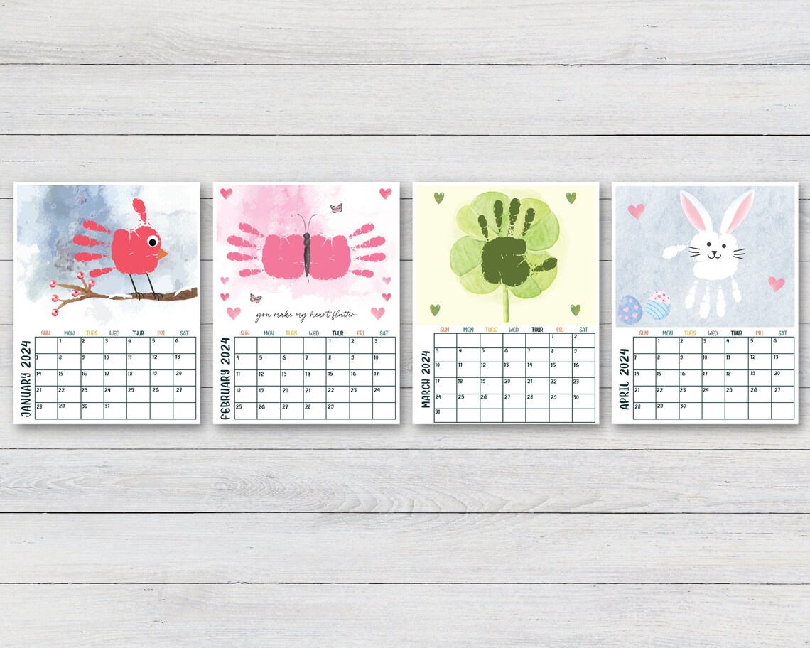 2024 12 Month Handprint Calendar DIY Kid Toddler Baby Craft - Etsy