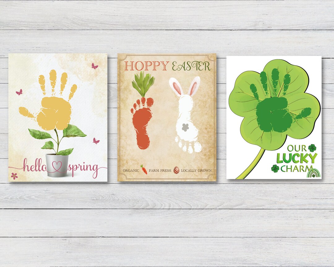Set of 3 Easter Spring St. Patricks Day Handprints Footprints Bundle ...