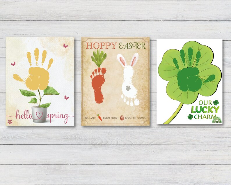 Set of 3 Easter Spring St. Patricks Day Handprints Footprints - Etsy