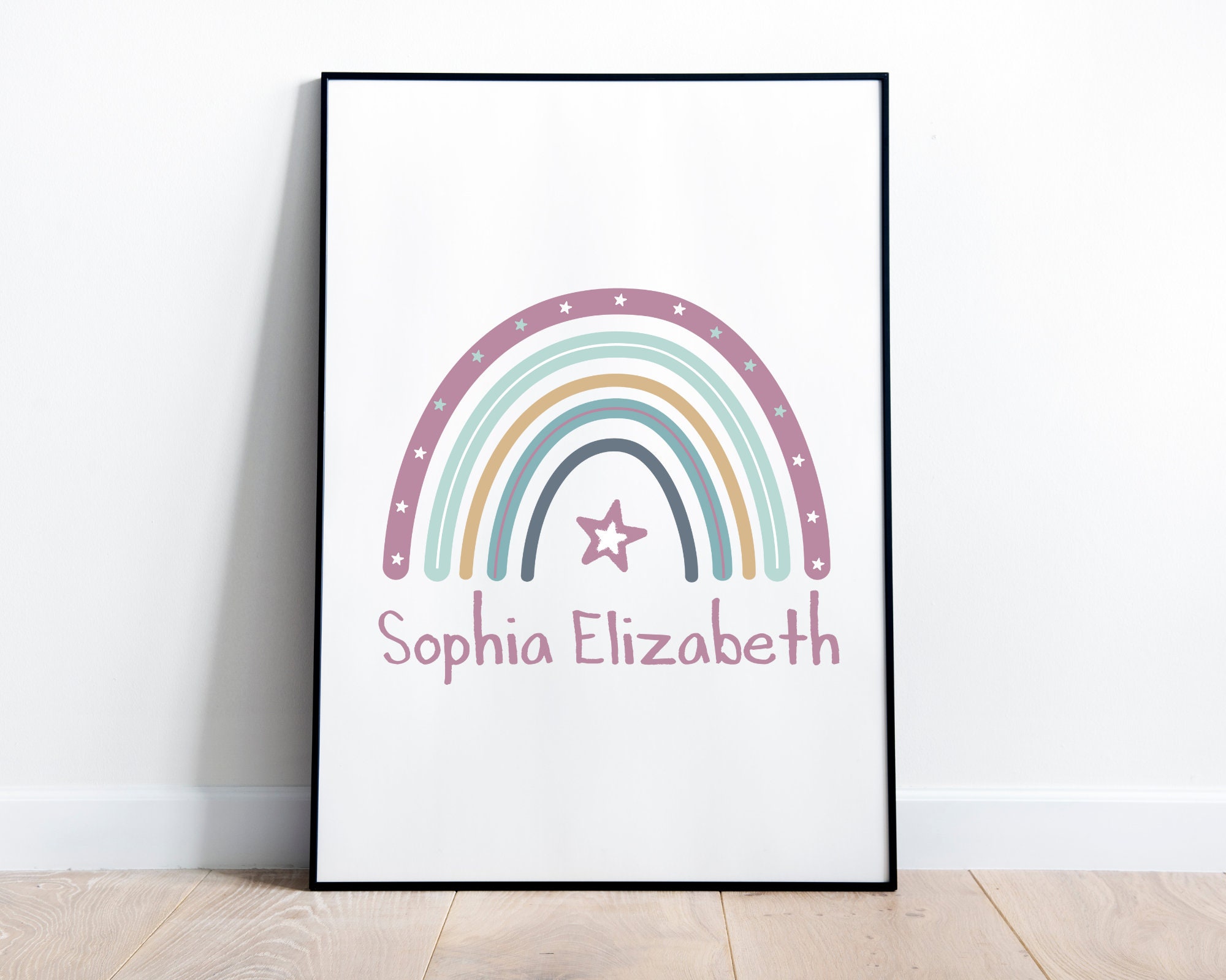 Star Name Printable Rainbow Design Custom Name Decor Personalize ...