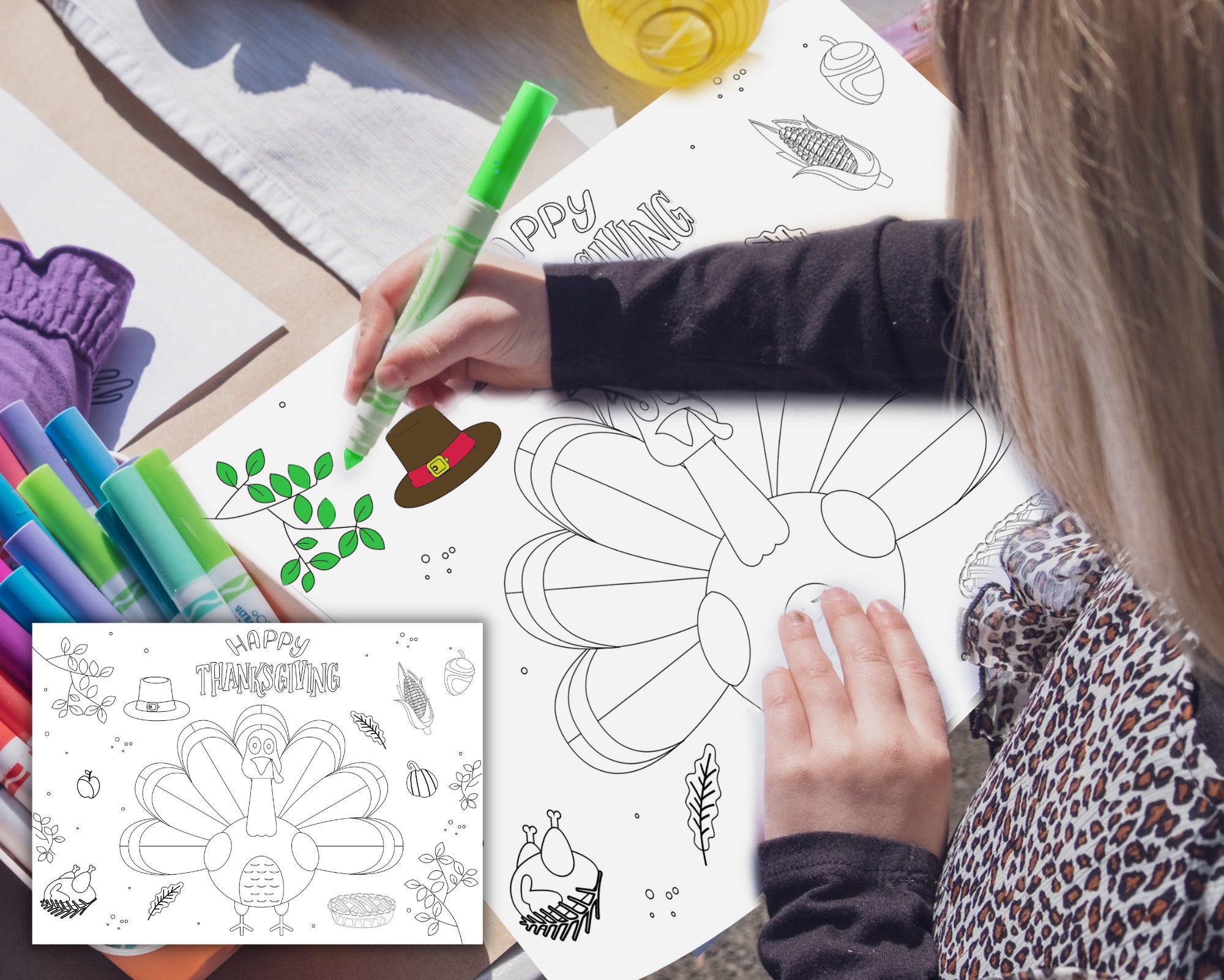 Thanksgiving Coloring Page Printable, Turkey Coloring Activity ...