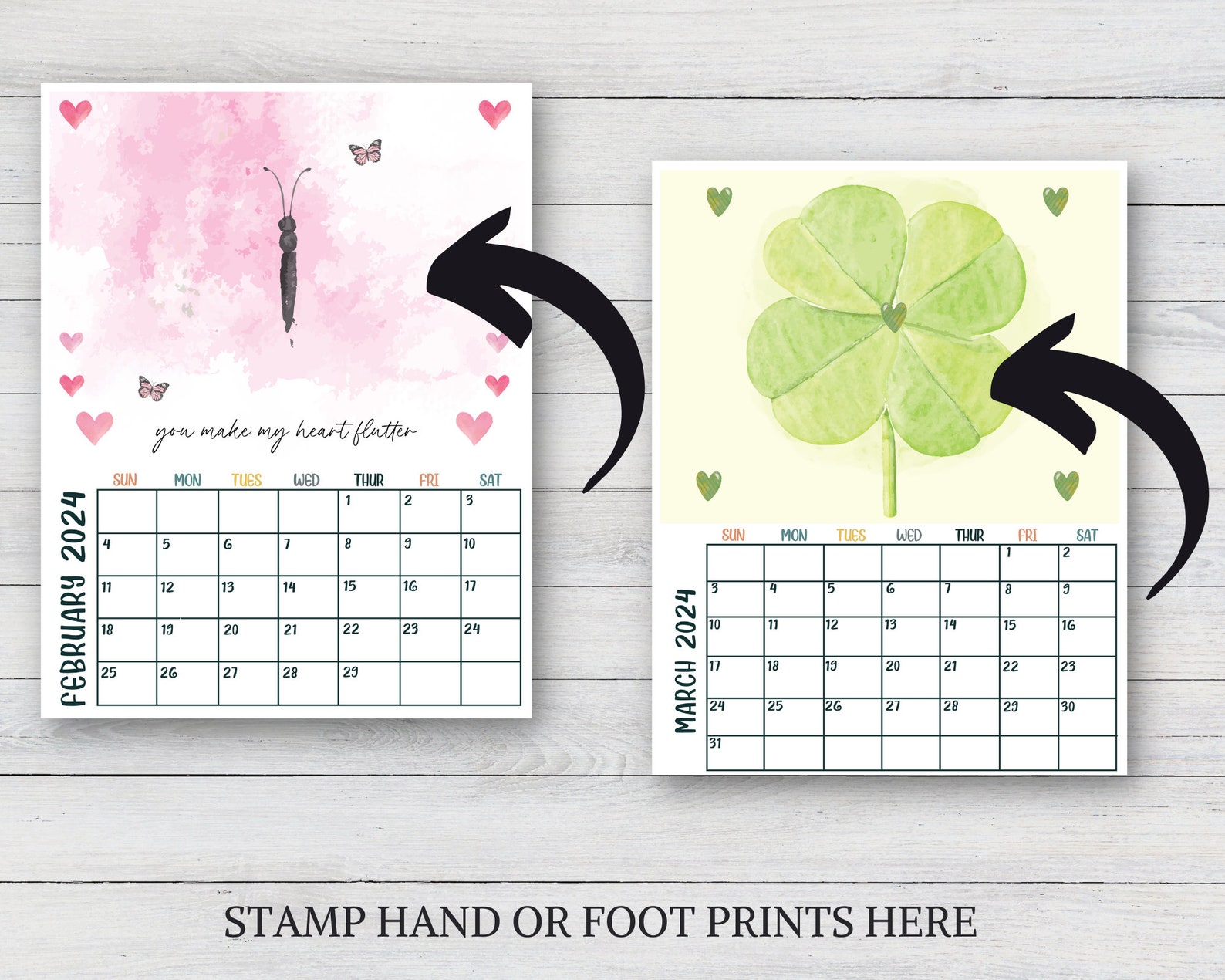 2024 12 Month Handprint Calendar DIY Kid Toddler Baby Craft - Etsy UK