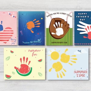 Set of 6 Summer Crafts Handprint Bundle, Fathers Day Activity Bundle ...