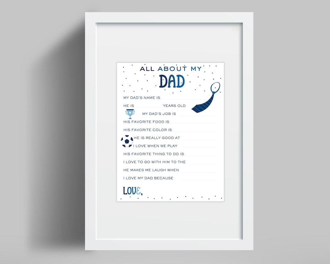 All About My Dad, Father's Day Interview, Father's Day Gift, Printable ...
