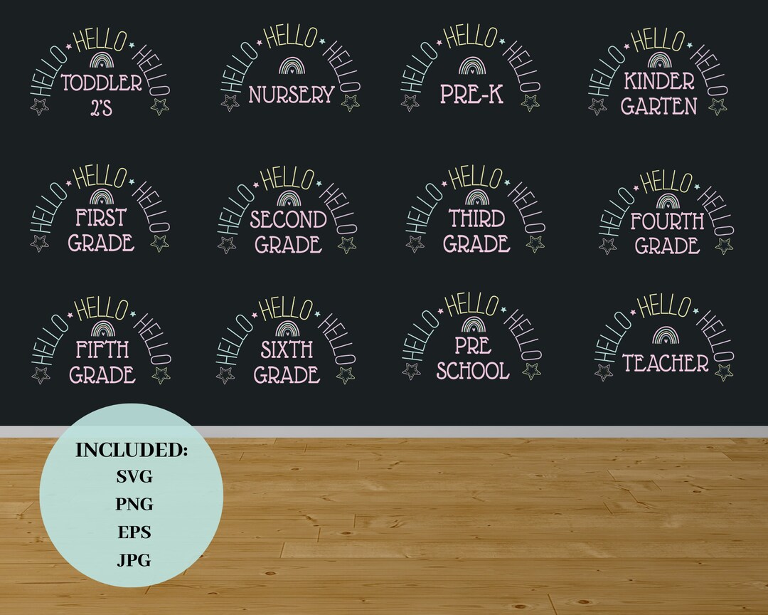 Hello Back to School Bundle, SVG School Pack, First Day of School Svg ...
