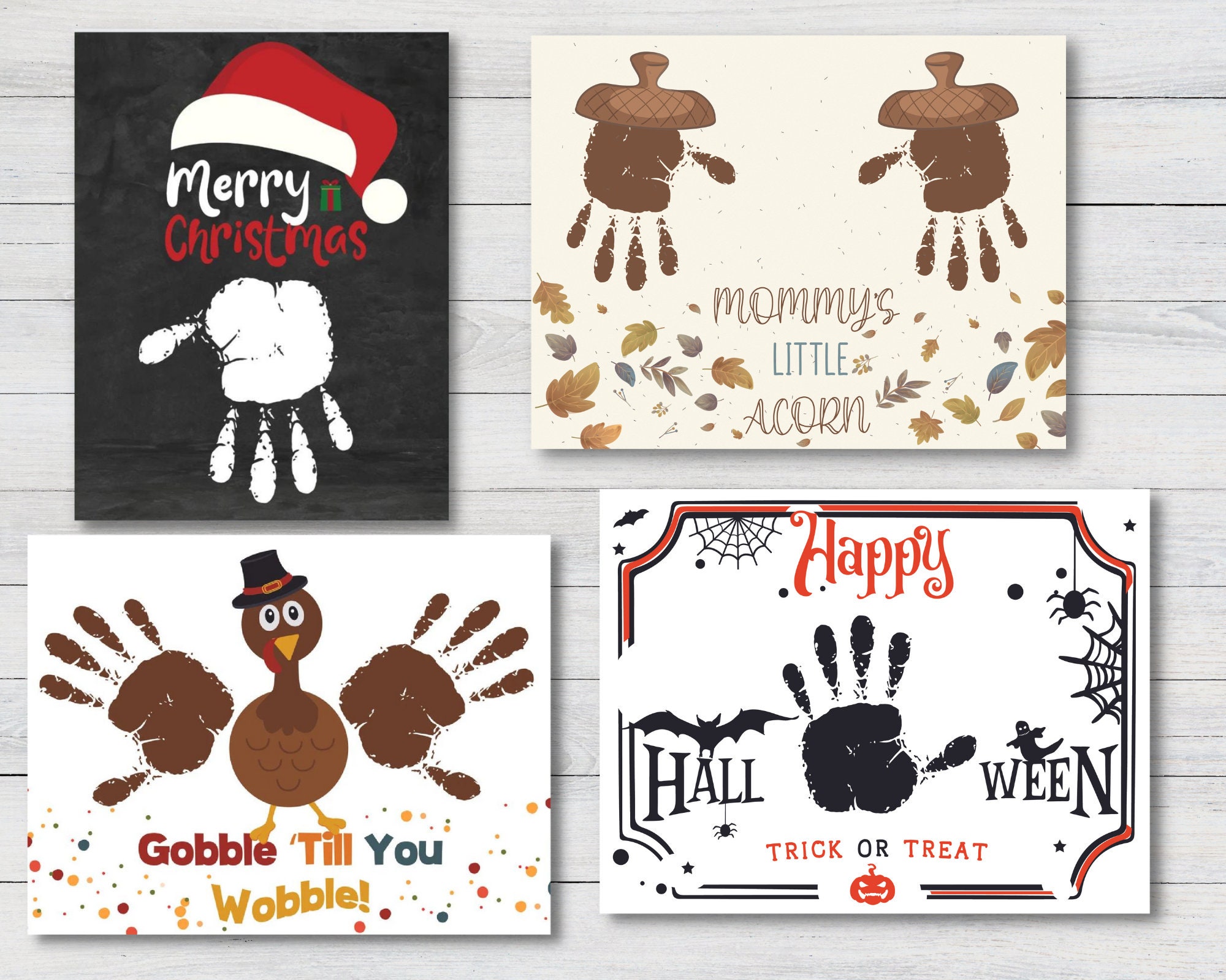 4 Holiday Bundle Handprints Footprints, Fall Craft, Thanksgiving ...