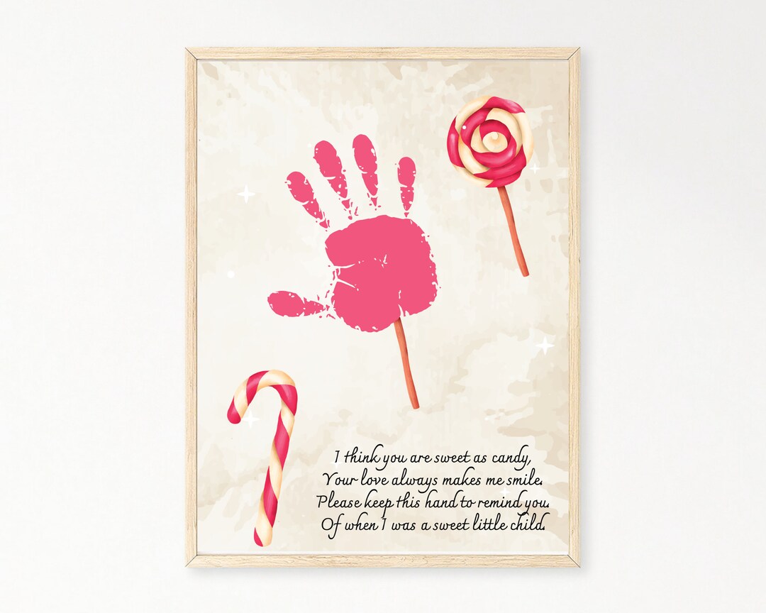 Christmas Candy Handprint Art, Xmas Printable, Christmas Craft Memory ...
