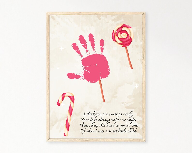 Christmas Candy Handprint Art, Xmas Printable, Christmas Craft Memory ...