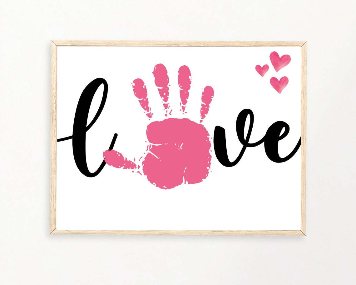 Love Watercolor Hearts Handprint Art Baby Toddler Kids Art - Etsy