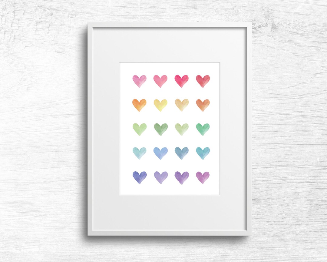 Rainbow Heart Art Print | Rainbow Nursery Decor | Nursery Wall Art ...