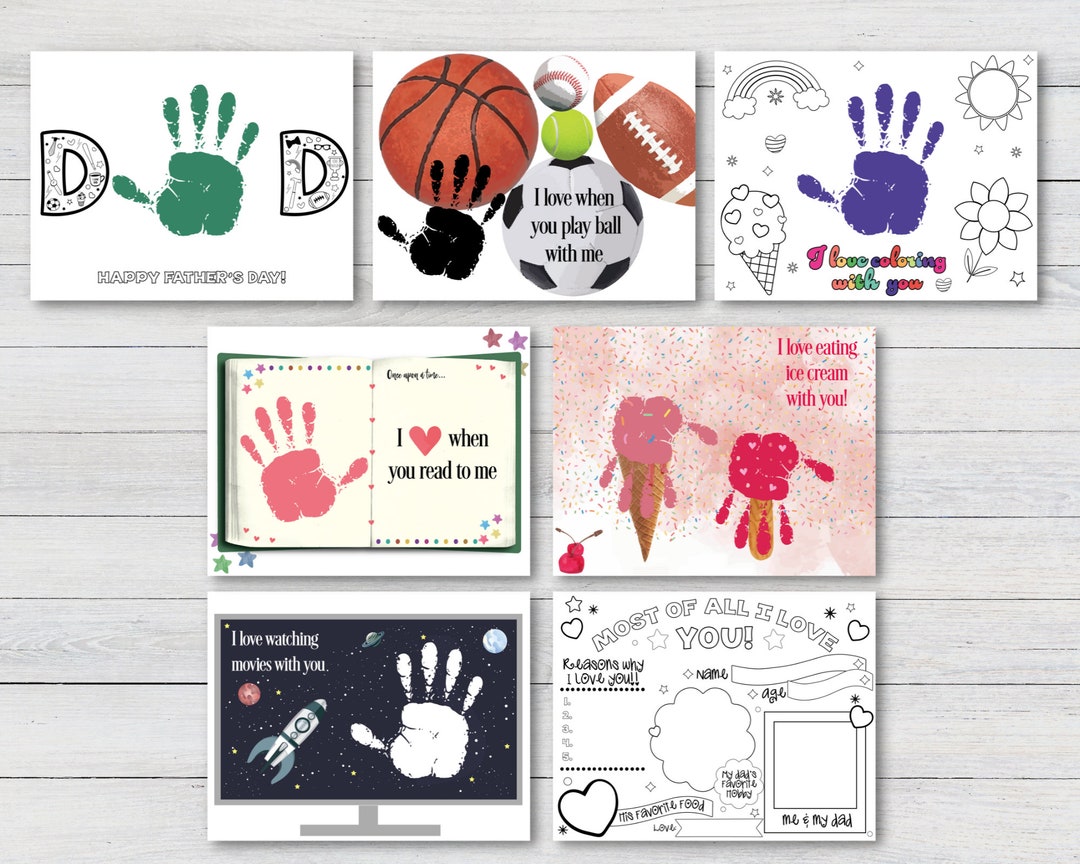 Father's Day Book Bundle Handprints + All About Dad Print, Baby Toddler ...