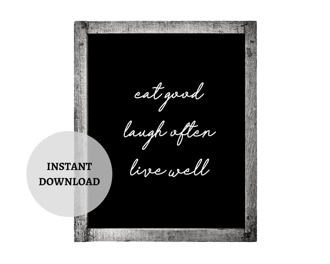 Kitchen Wall Art Decor, Eat Well, Laugh Often, Live Well Sign for ...