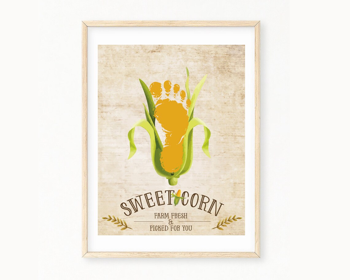 Sweet Corn Farm Fall Footprint Art Baby Toddler Kid Art - Etsy