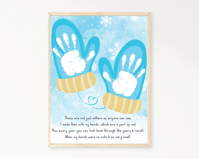 Winter Mittens Handprint Art DIY Kids Crafts Mittens - Etsy