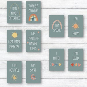 60 Positive Affirmation Cards for Kids, Motivational Cards Bundle ...
