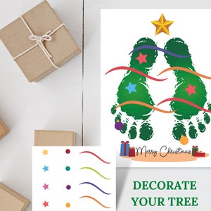 Christmas Handprint Footprint Craft Bundle, Printable Christmas Card ...