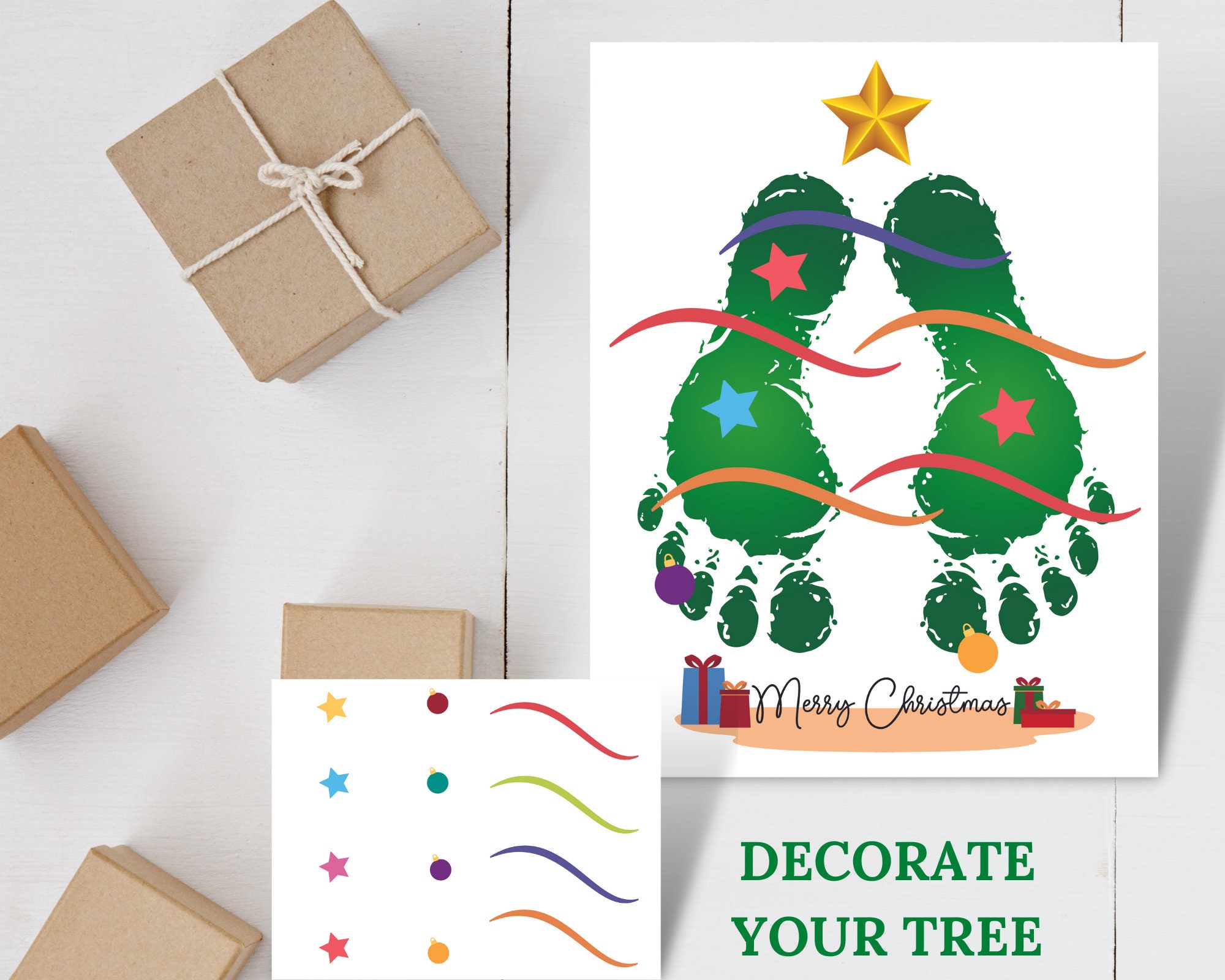 Christmas Handprint Footprint Craft Bundle Printable - Etsy
