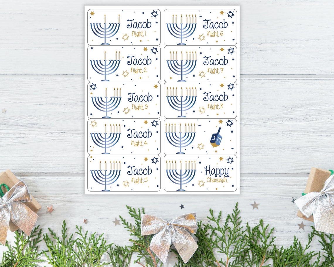 Set of 10 Personalized Hanukkah / Chanukah Stickers | Hanukkah Gift ...