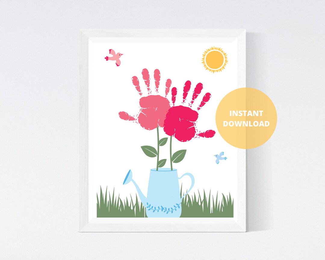 Flower Spring Hand Print Art, DIY Printable, Toddler Activity, Toddler ...