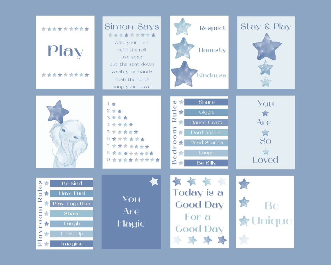 Set of 25 Blue Printables for Baby Boy Nursery Bundle - Etsy
