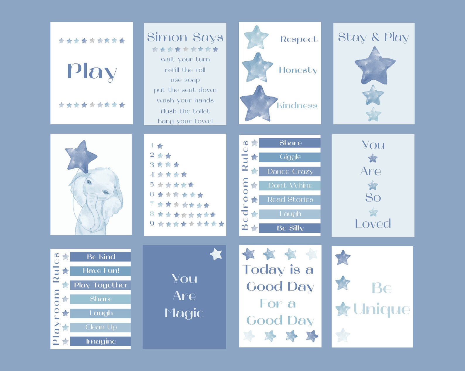 Set of 25 Blue Printables for Baby Boy Nursery Bundle - Etsy