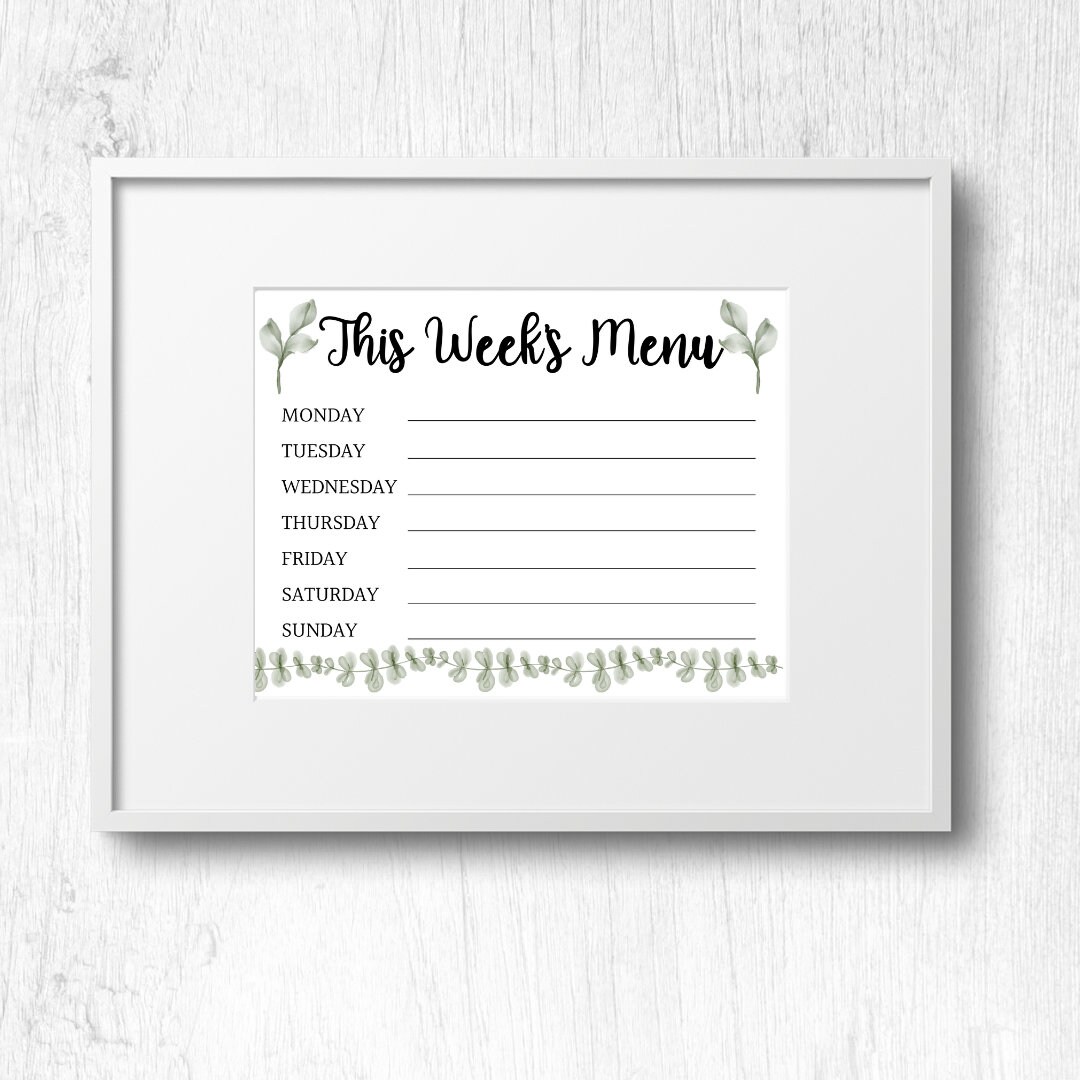 This Week's Menu Printable Menu Planning Menu - Etsy
