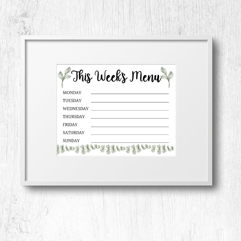 This Week's Menu Printable Menu Planning Menu - Etsy