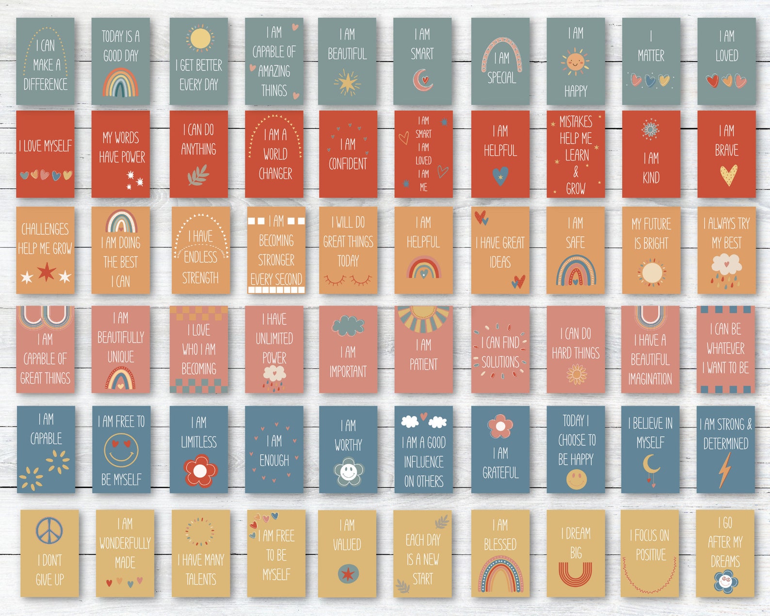 60 Positive Affirmation Cards for Kids Motivational Cards - Etsy