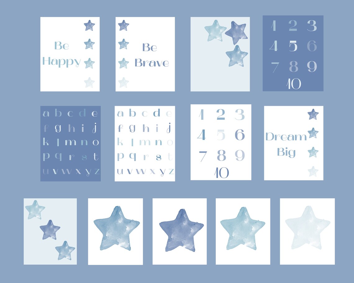 Set of 25 Blue Printables for Baby Boy Nursery Bundle - Etsy