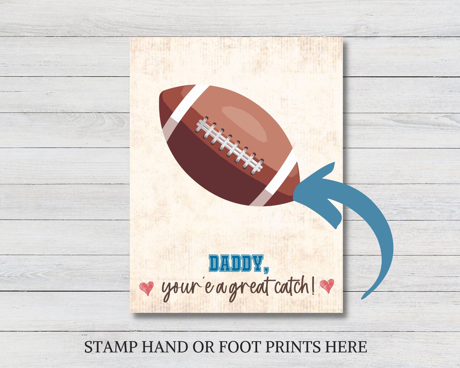Daddy You're a Great Catch, Football Handprint Footprint, Baby Kids Art ...
