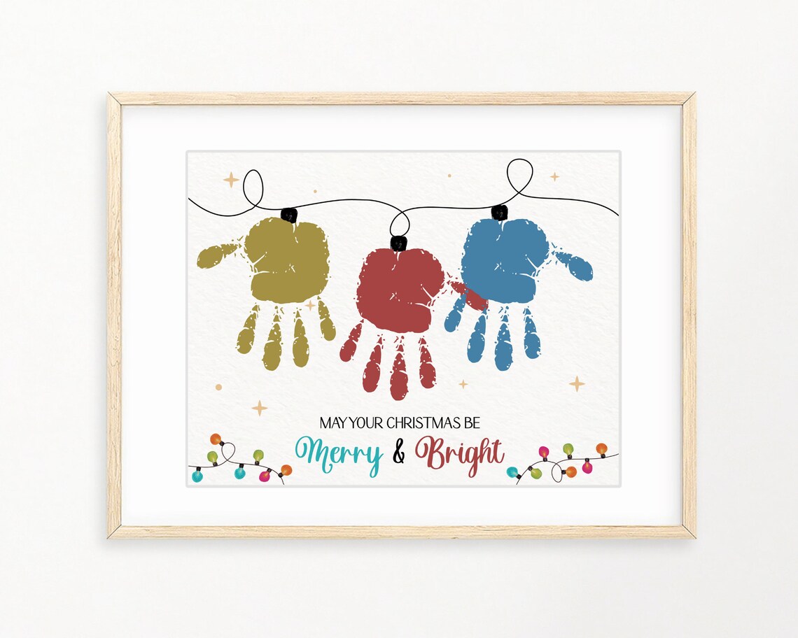 Christmas Handprint Art, DIY Kids Craft, Christmas Lights Handprint ...