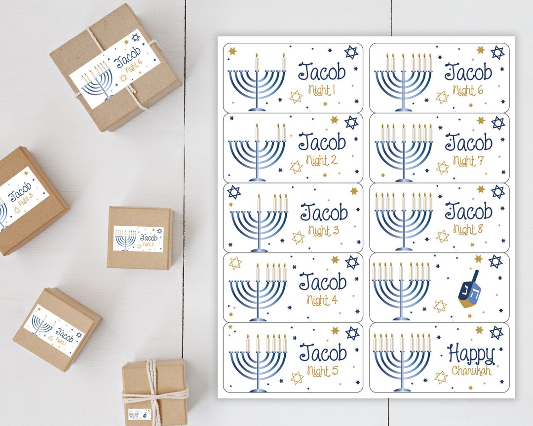 Set of 10 Personalized Hanukkah / Chanukah Stickers | Hanukkah Gift ...